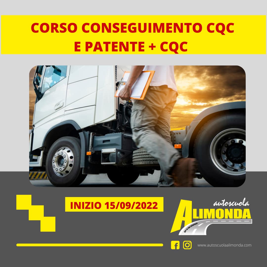 Corso per Conseguimento CQC e PATENTE + CQCQ inizio 15 SETTEMBRE 2022 - Autoscuola Alimonda